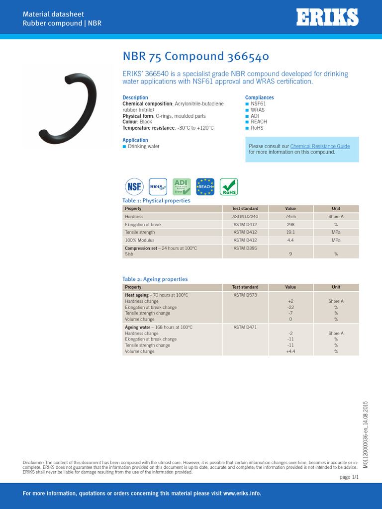NBR 75 Compound 366540 | PDF | Materials | Building Materials