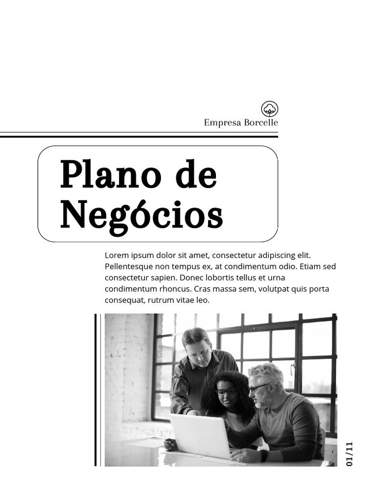 Documento A4 Plano de Negócio Moderno Preto e Branco | PDF