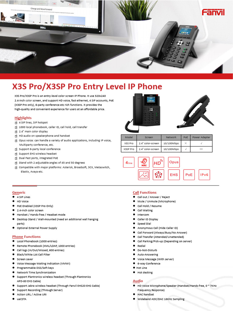 X3SP+Pro Fanvil Datasheet EN V1.04 20210425 | PDF | Computer Network ...