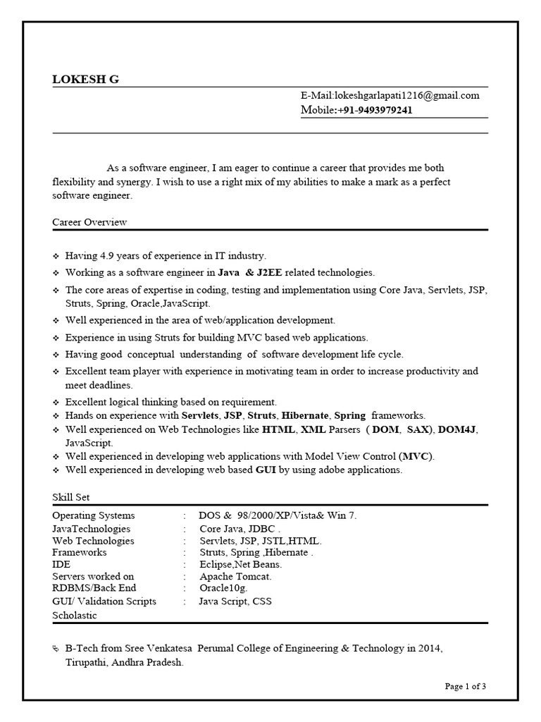 Java Software Engineer Resume Summary | PDF | Java (Programming ...
