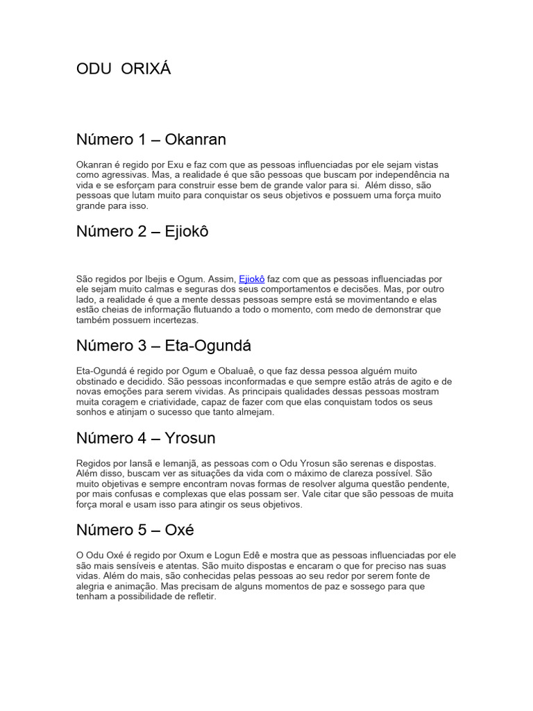 Odu Orixá | PDF | Vida