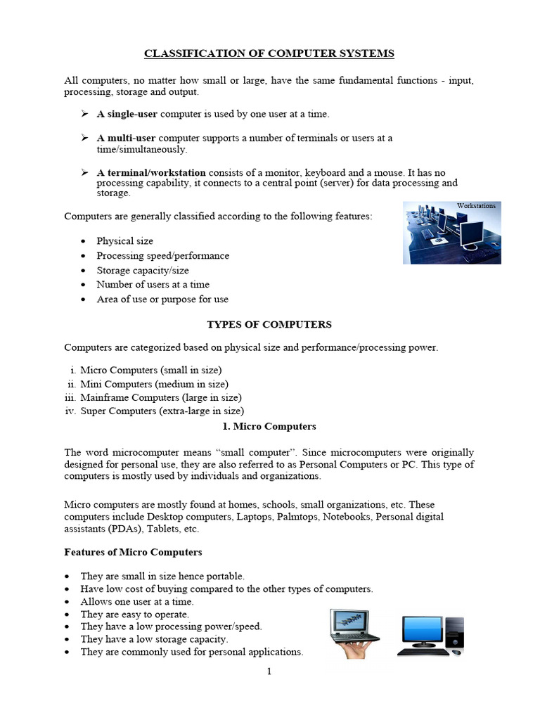 Classification Of Computer Systems Pdf Microcomputers Personal Computers 0654