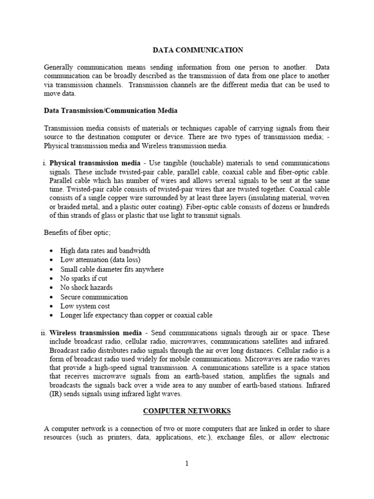 Data Communication and Network Types | PDF | Computer Network ...