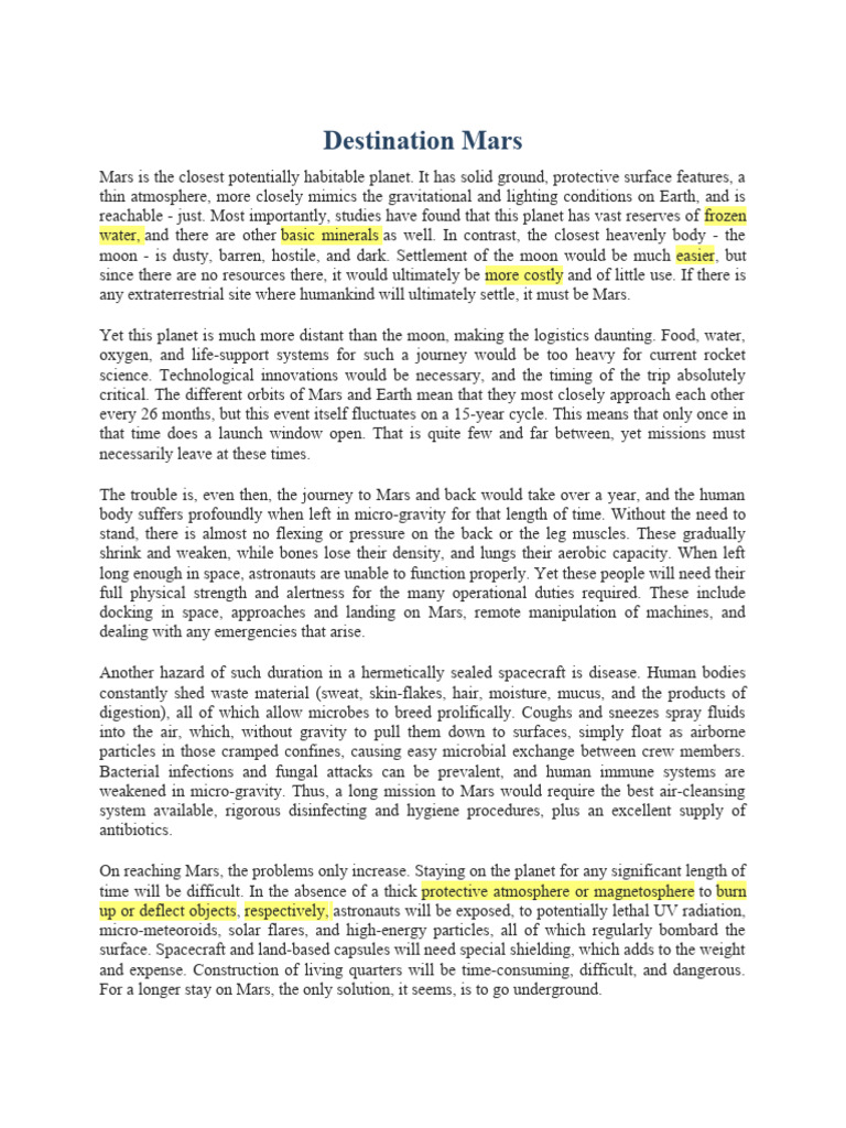 Destination Mars | PDF | Mars | Moon