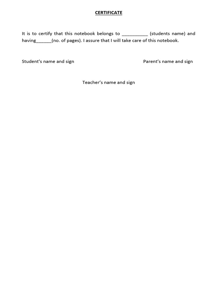 Certificate For Notebook | PDF