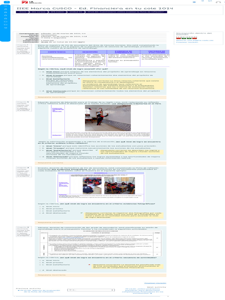 PP.U2.SS1. Cuestionario - ¿Cómo Evalúan La Ficha de Reflexión - Revisión Del Intento 1 | PDF ...