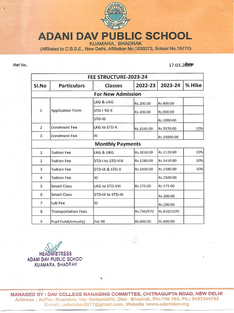 Fee Structure 2023 24 | PDF
