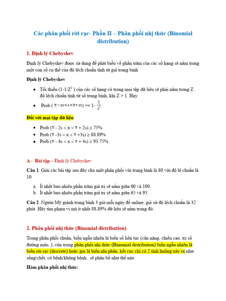 Buoi 08. Cac Phan Phoi Roi Rac - Phan 2 - Phan Phoi Nhi Thuc | PDF