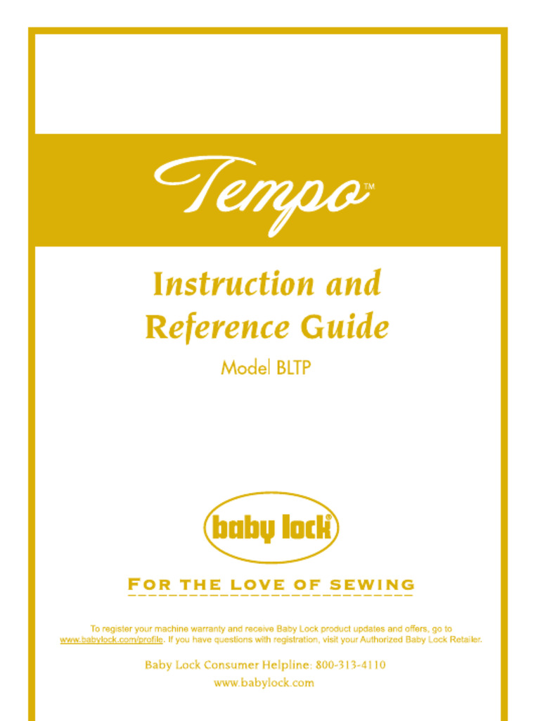 Baby Lock Tempo BLTP Sewing Machine Instruction Manual | PDF | Sewing ...