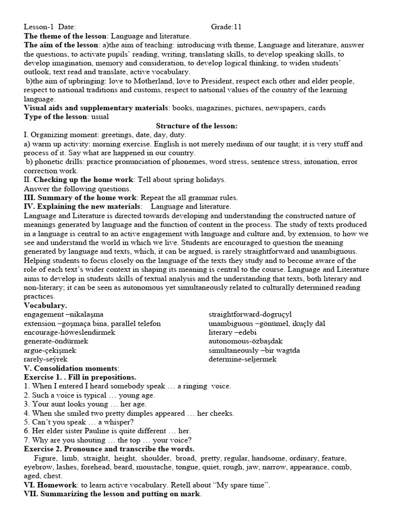 11 Grade 1 1language and Literature. | PDF | Vocabulary | English Language