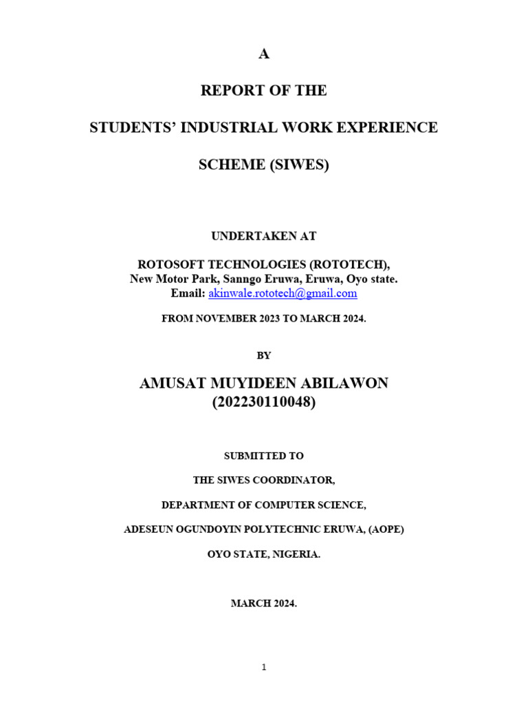 Ayo Siwes Report | PDF | Html | Html Element