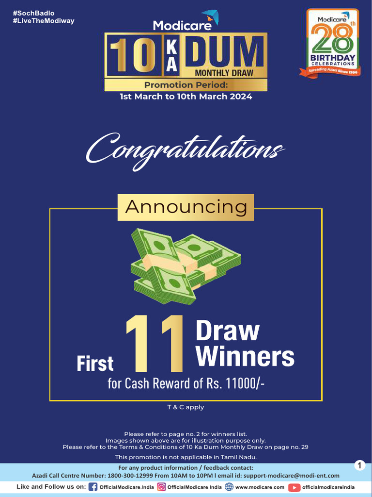 10 Ka Dum Draw Winners National Poster Mar'24 | PDF | Gujarat