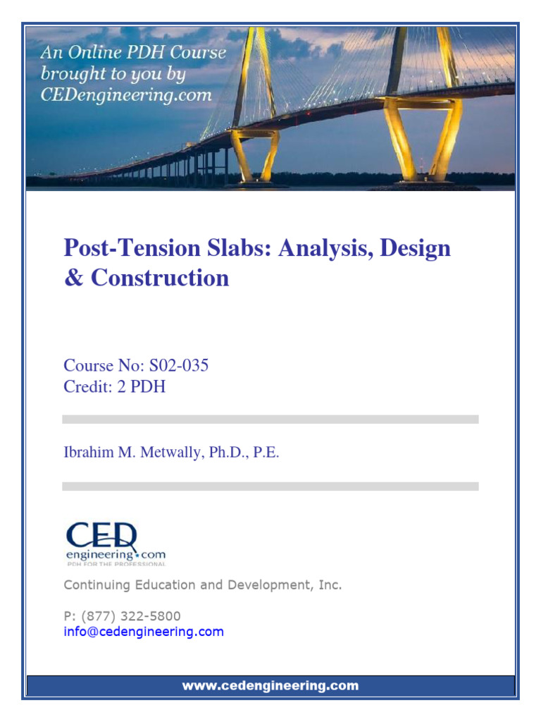 Post-Tensioned Slab Analysis Guide | PDF | Prestressed Concrete | Concrete