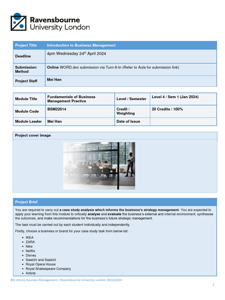 BSM22104 Project Brief | PDF | Swot Analysis | Emotions