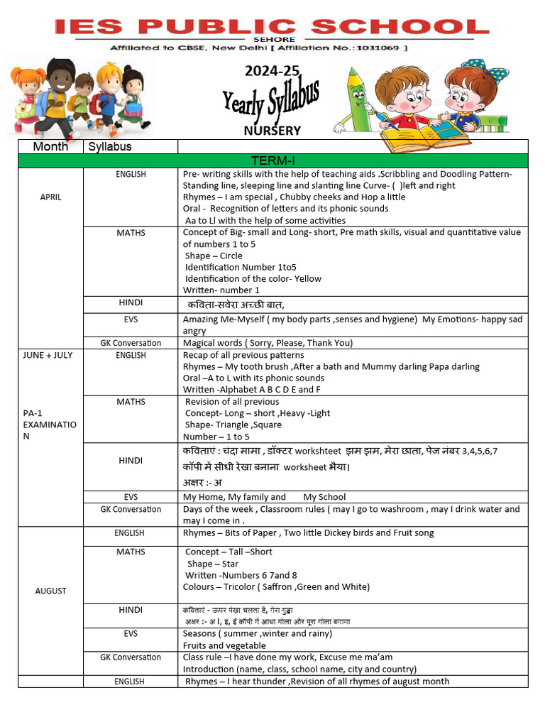 Nursery (2024 25) | PDF