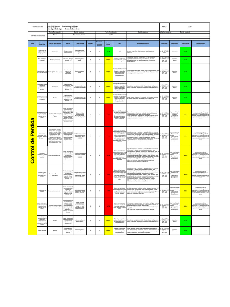 Matriz Riesgo Control de Perdida | PDF