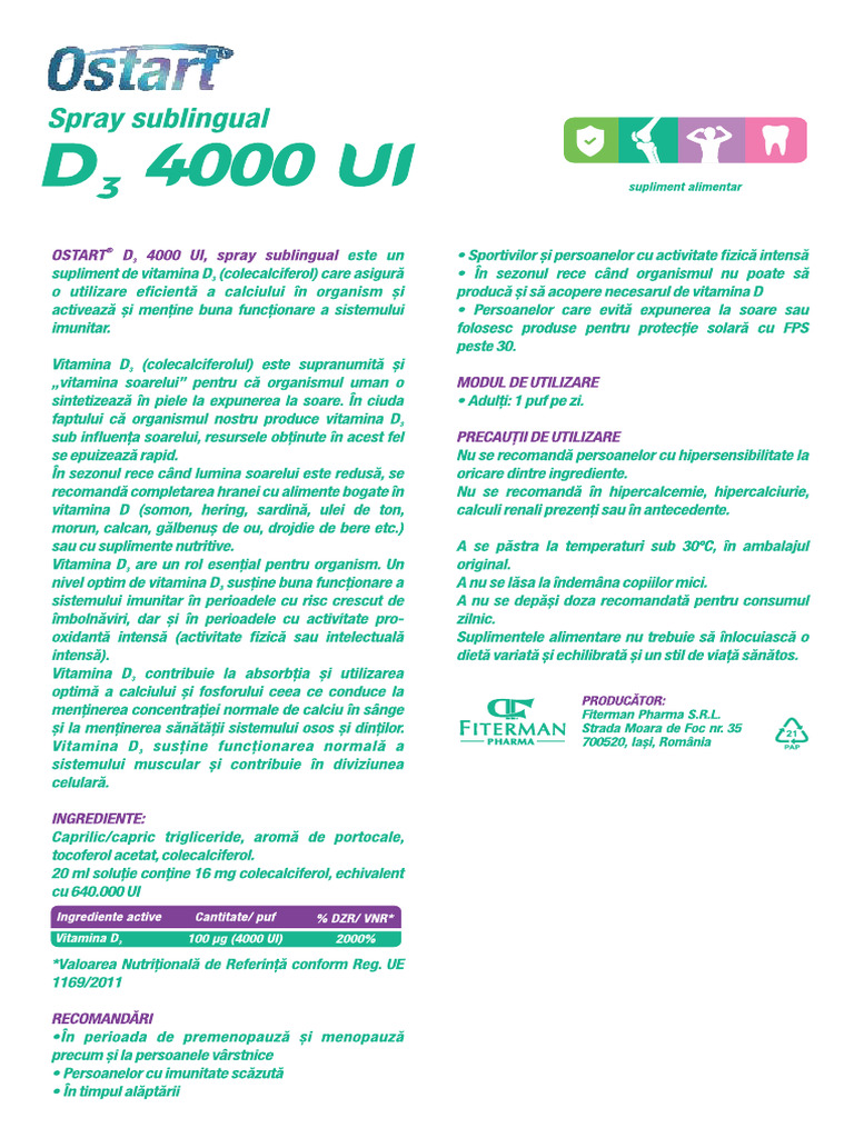 Prospect Ostart D3 4000 Ui Spray Sublingual | PDF