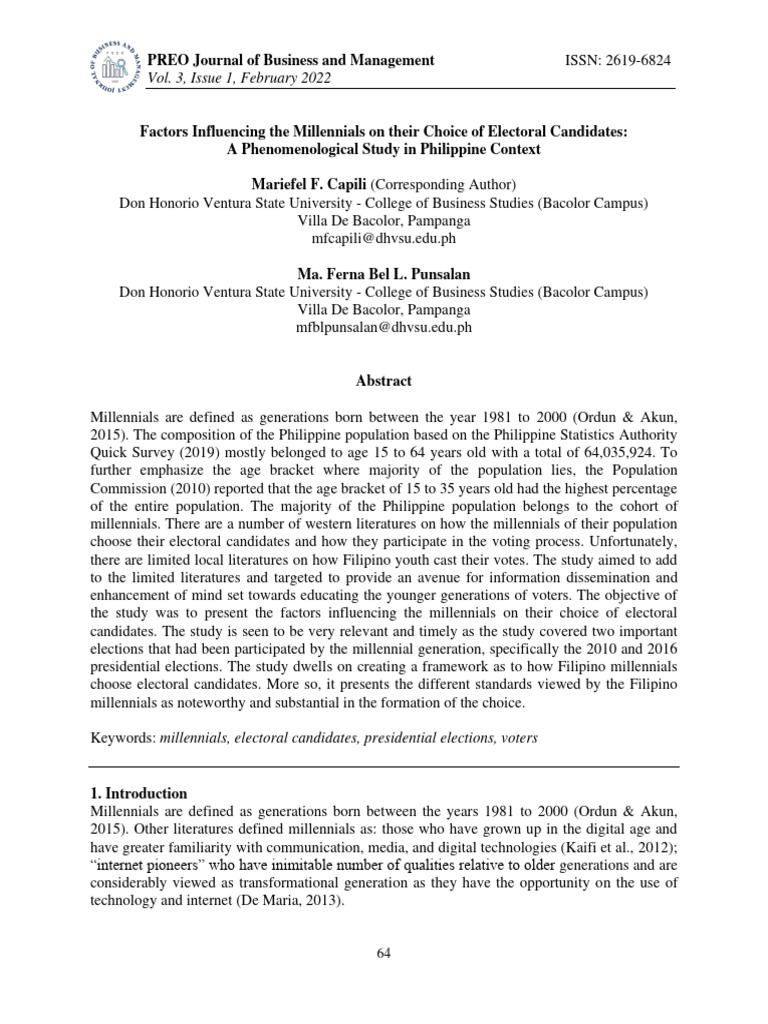 03.factors Influencing The Millennials On Their Choice of Electoral ...