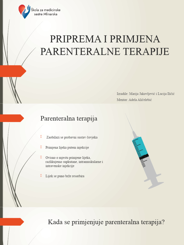 Priprema I Primjena Parenteralne Terapije | PDF