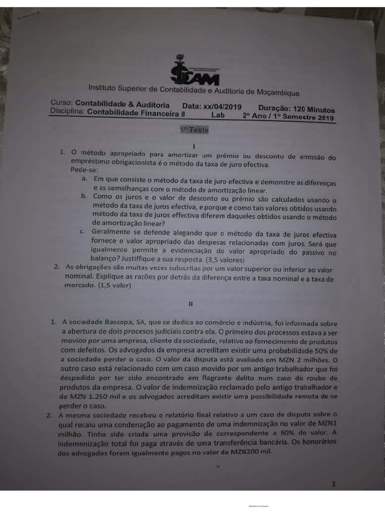 Teste I Cfii | PDF