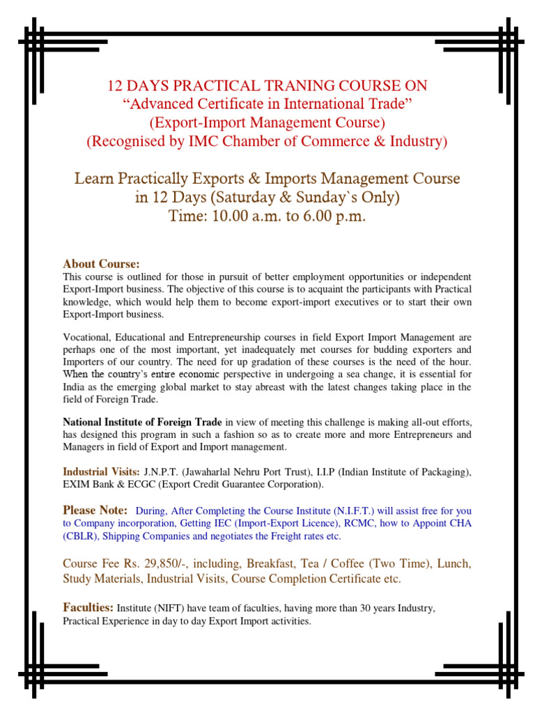 12 Days Course | Download Free PDF | Marketing | Exports