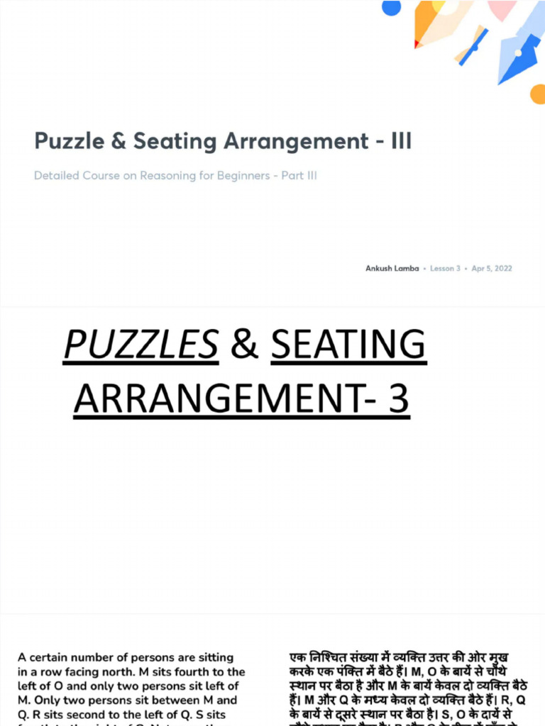 Puzzle Seating Arrangement - III With Anno 1711992893272 | PDF