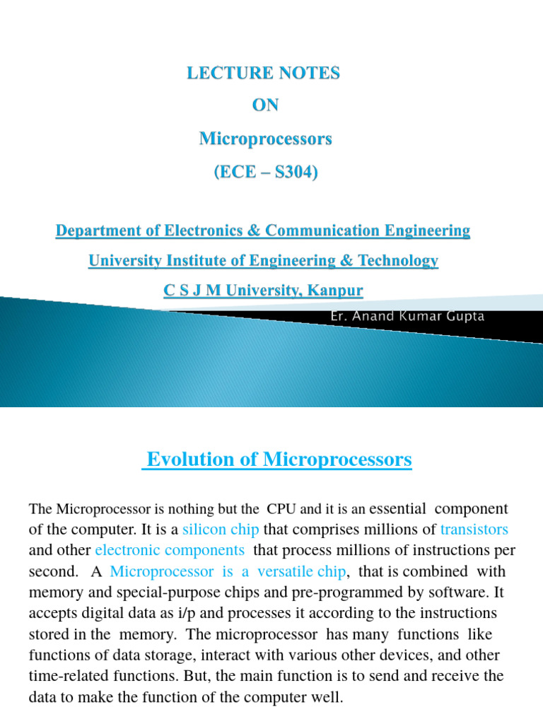 Evaluation of Microprocessor | PDF | Microprocessor | Central Processing Unit