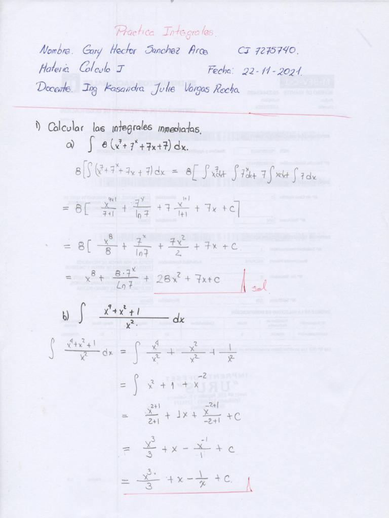 Practica Integrales | PDF