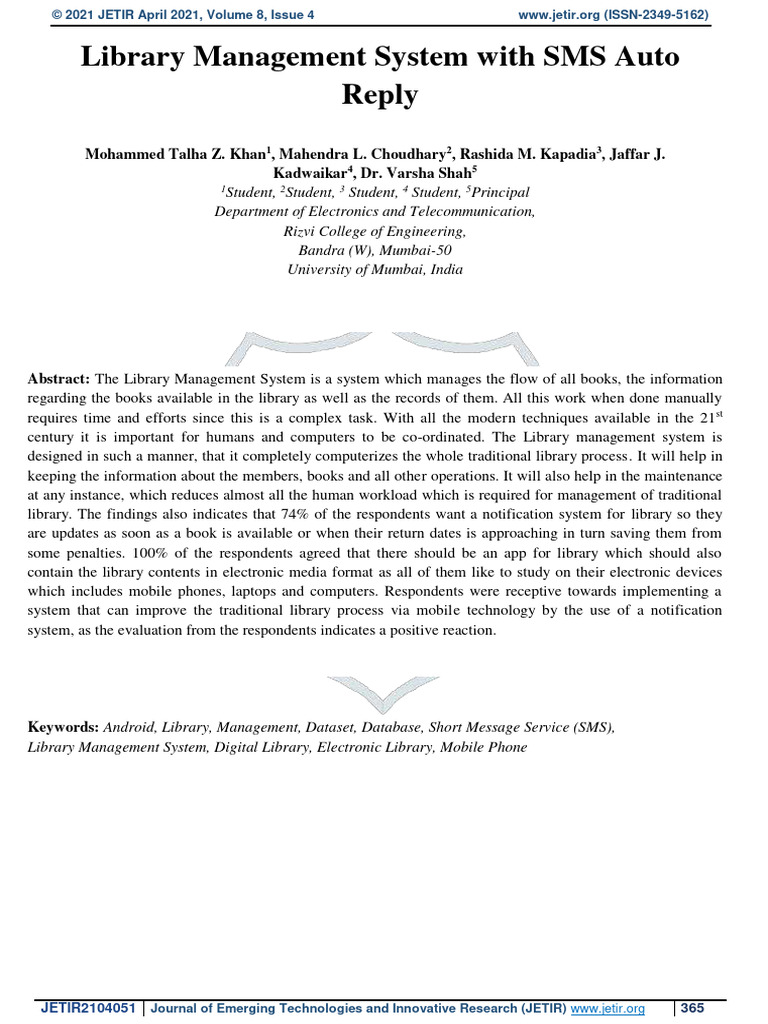 Library Management System With SMS Auto | PDF | Mobile App | Android ...