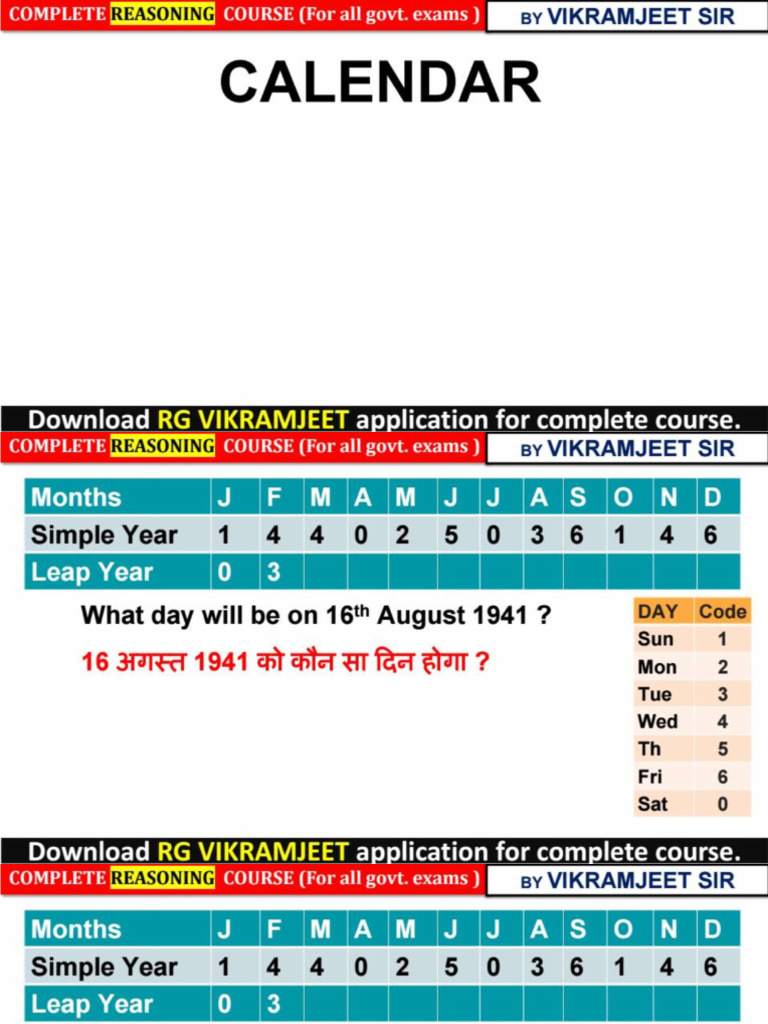 Calendar (Class Notes) Updated | PDF