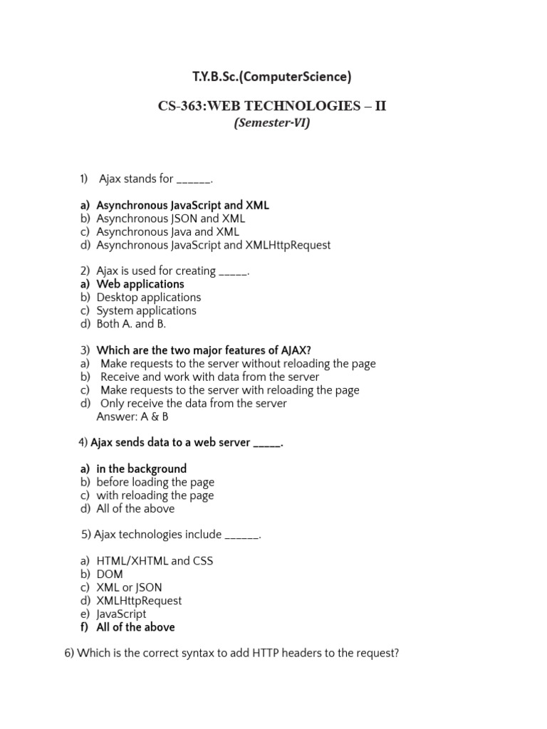 MCQ Question Bank WT | PDF | Ajax (Programming) | Computer Programming MCQ Question Bank WT | PDF | Ajax (Programming) | Computer Programming