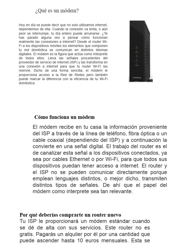 ¿Qué es un módem y su función? | PDF | Enrutador (Computación) | Red de ...