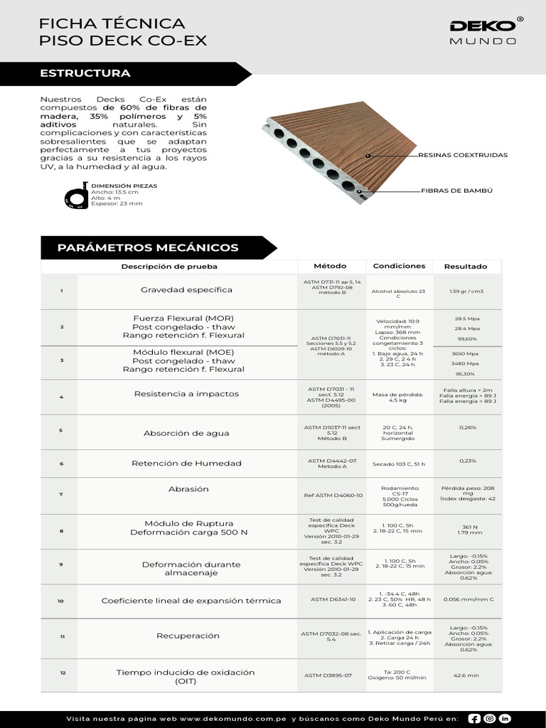 Ficha Tecnica - Deck Co-Ex | PDF | Naturaleza | Metrología