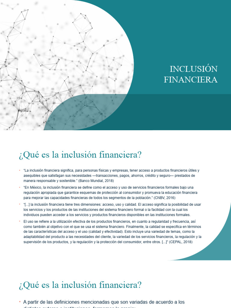 Importancia y Medición de Inclusión Financiera | PDF | Inclusión ...