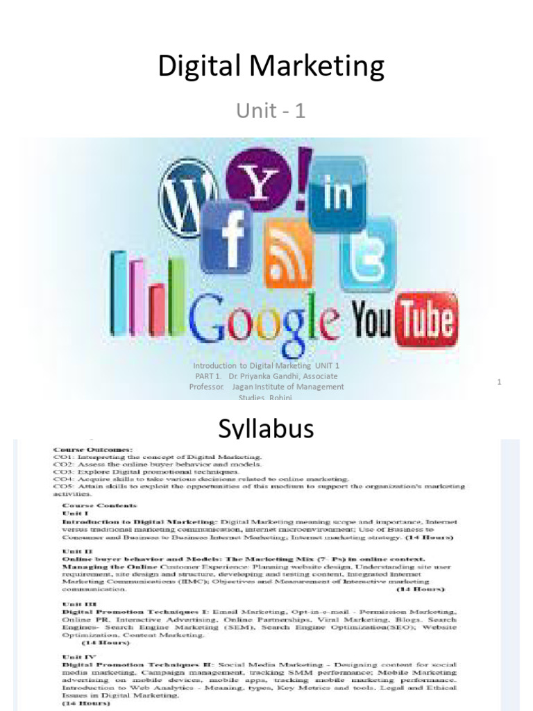 Digital Marketing Unit 1 | PDF | Digital Marketing | Marketing