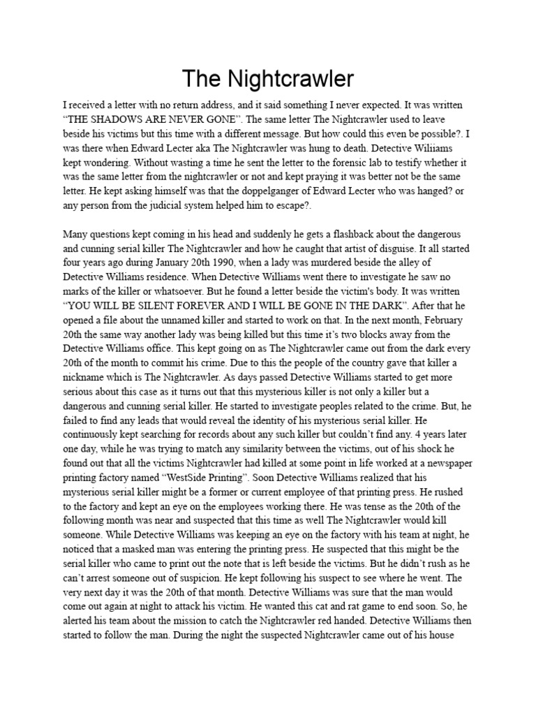 The Nightcrawler | PDF | Detective | Serial Killer