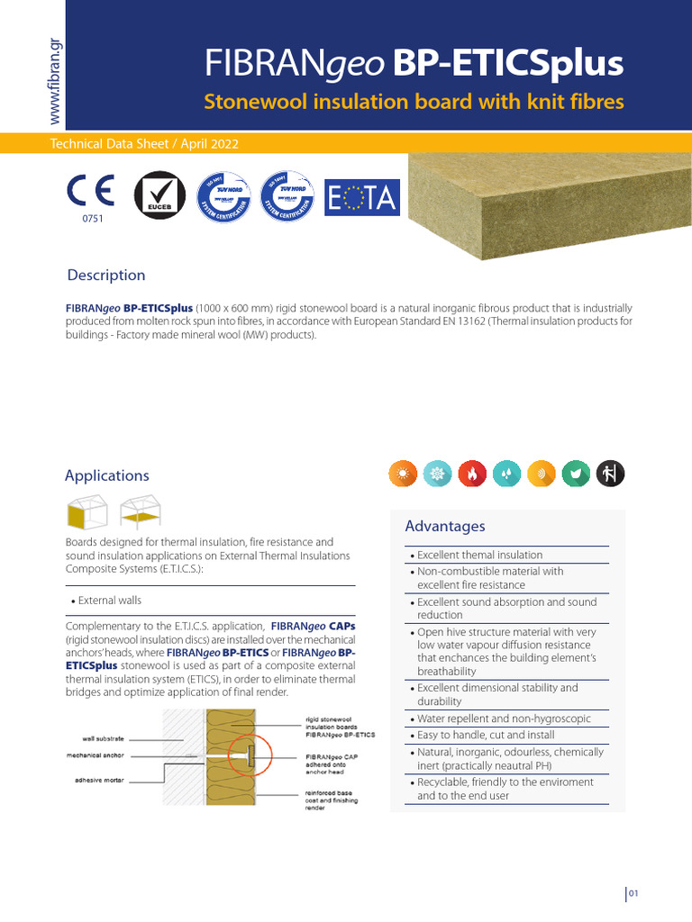 Tds Fibran Geo Bp-Eticsplus en | PDF | Thermal Insulation | Fibers