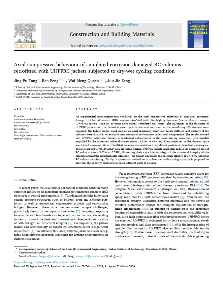 Axial Compressive Behaviour of Simulated Corrosion-Damaged RC Columns ... Axial Compressive Behaviour of Simulated Corrosion-Damaged RC Columns ...