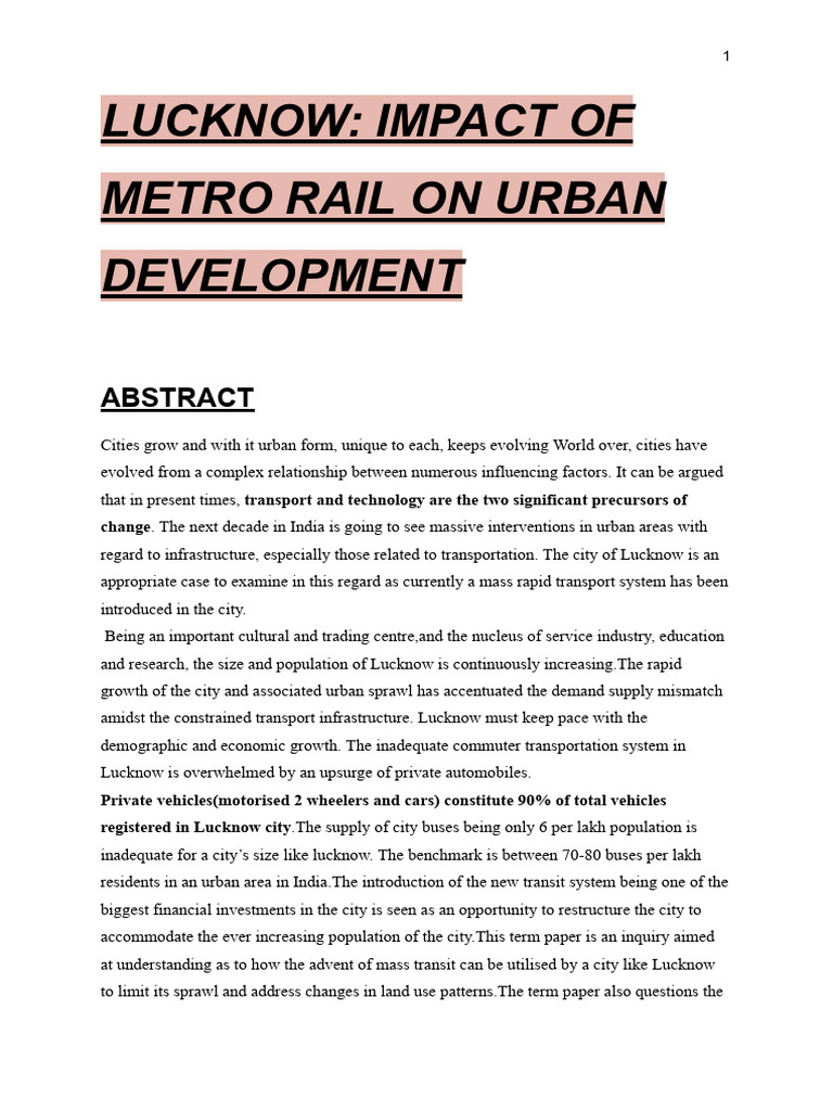 My Term Paper | PDF | Transport | Rapid Transit