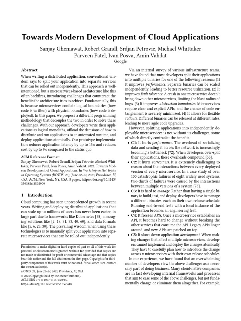 Service Weaver HotOS2023 | PDF | Runtime System | Component Object Model