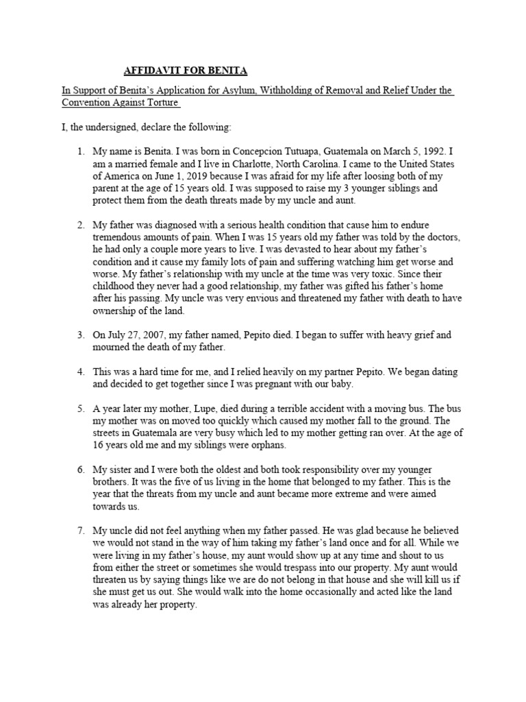 AFFIDAVIT | PDF | Social Psychology | Interpersonal Relationships