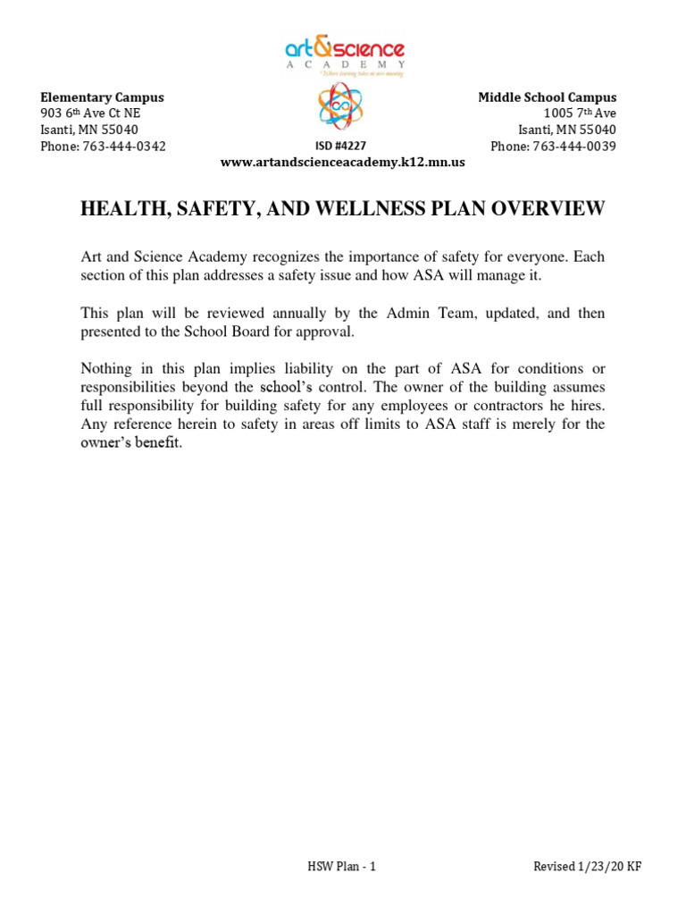 ASA Health Safety and Wellness Plan | PDF | Pesticide | Emergency ...