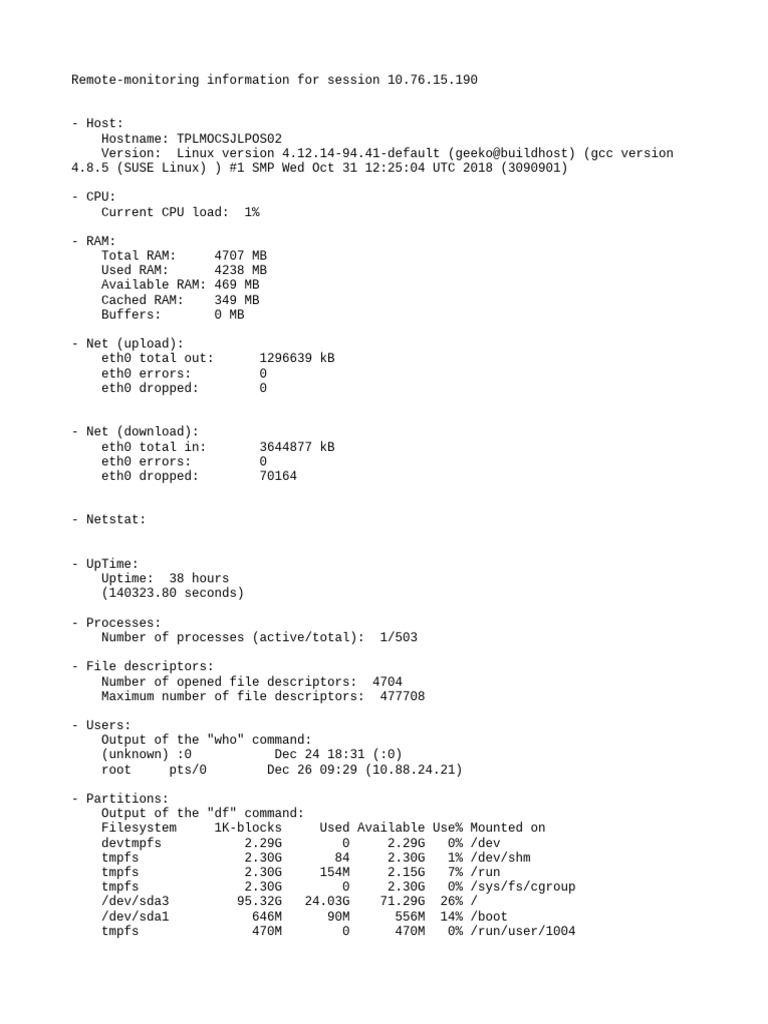MobaXterm Remote Monitoring - 10.76.15.190 | PDF