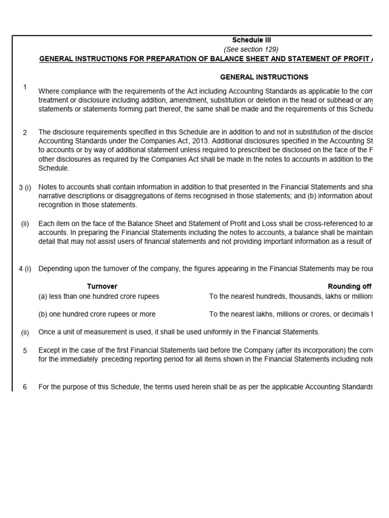 Schedule III Balance Sheet Format Excel | PDF | Expense | Income Statement