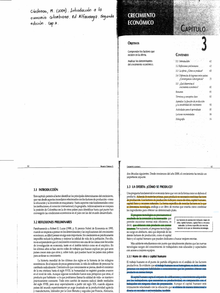 Crecimiento Econã Mico Cap 3 Mauricio CÃ¡rdenas | PDF | Capital humano ...