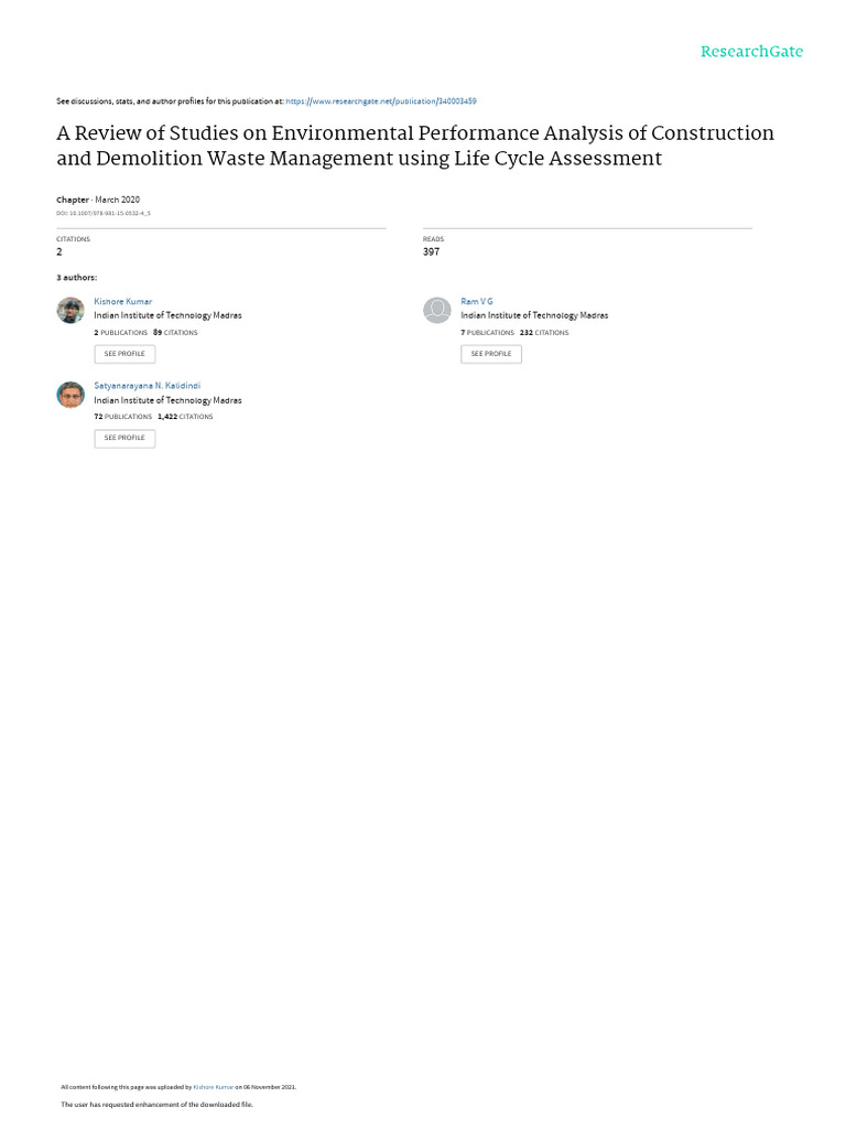 Reviewofstudieson CDwaste | PDF | Life Cycle Assessment | Recycling