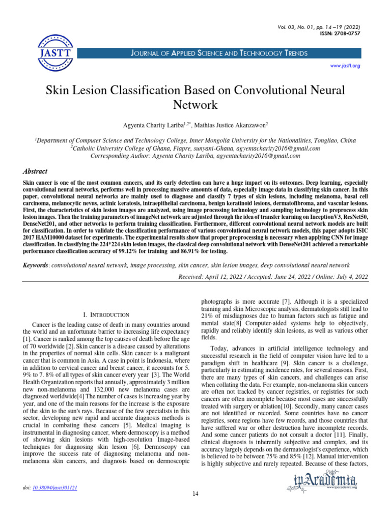 Skin Lesion Classification Based On Convolutional | PDF | Skin Cancer ...