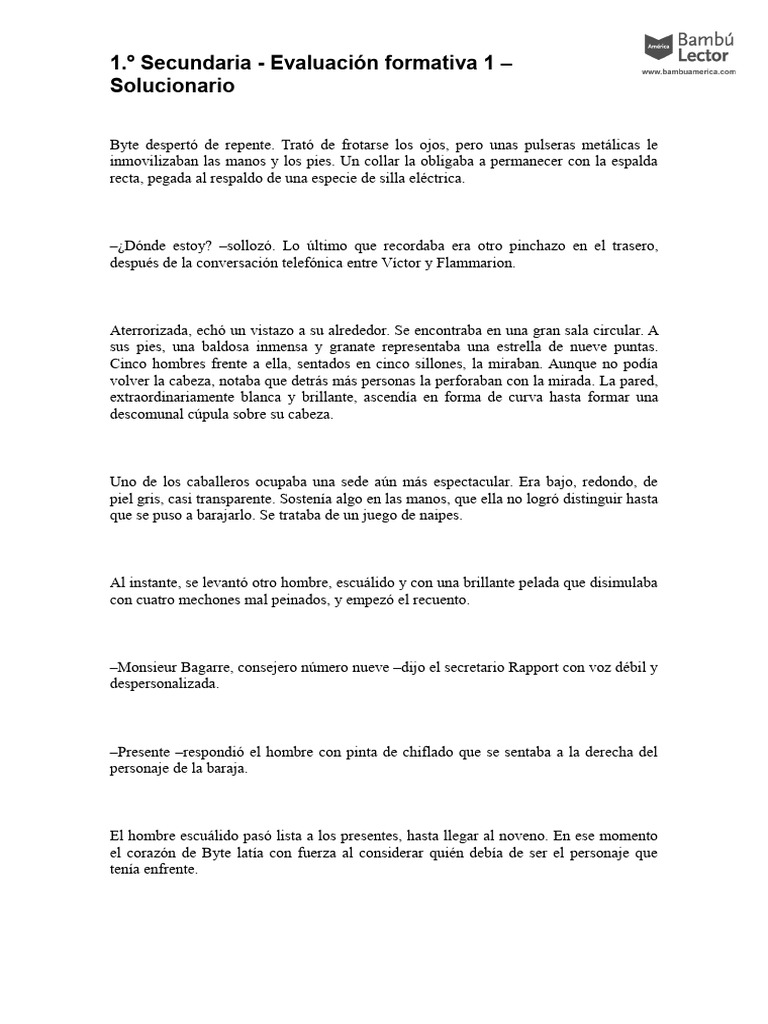 Evaluación Formativa 1: Solucionario 1.º Secundaria | PDF