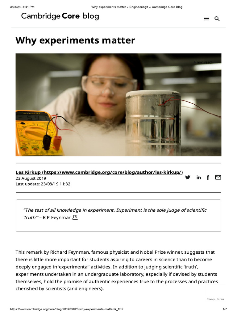 Why Experiments Matter Engineering# Cambridge Core Blog | PDF ...