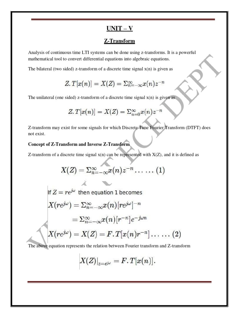 Z Transform Pdf Calculus Algebra